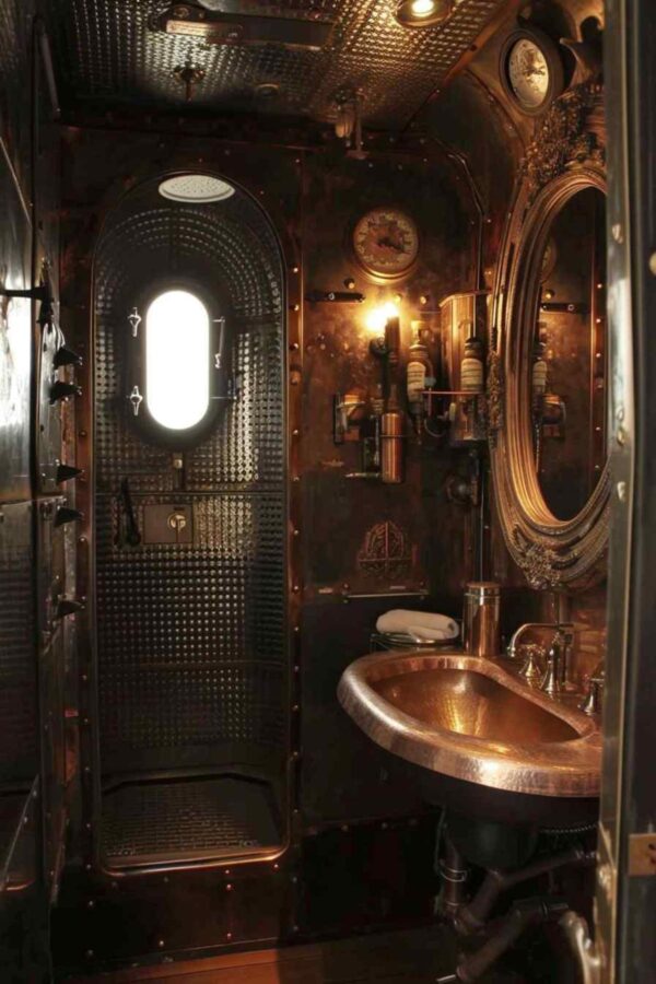 39 Steampunk-Industrial Bathrooms Conjure Up Victorian Visions and Pipe ...