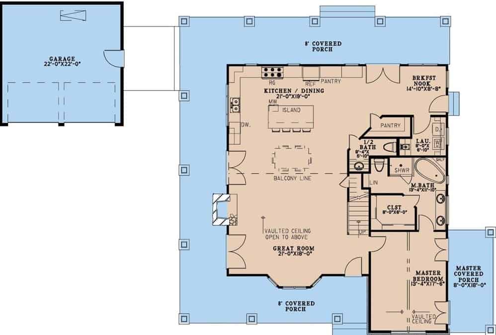 Two-Story Rustic Style 3-Bedroom Home with Wraparound Porch and Balcony ...