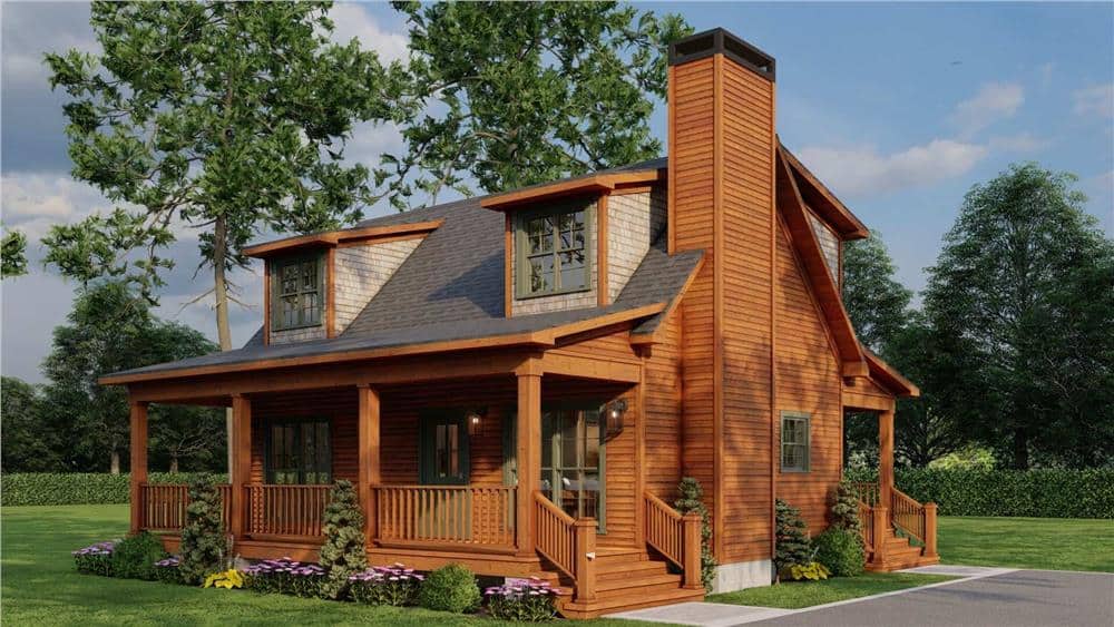 Rustic Style 2-Bedroom Two-Story Home with Loft and Front Porch (Floor ...