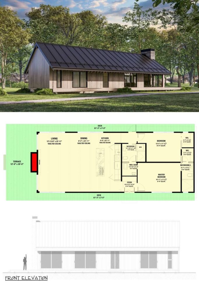 2-Bedroom Cabin Style Single-Story Home with Open Living Space and ...