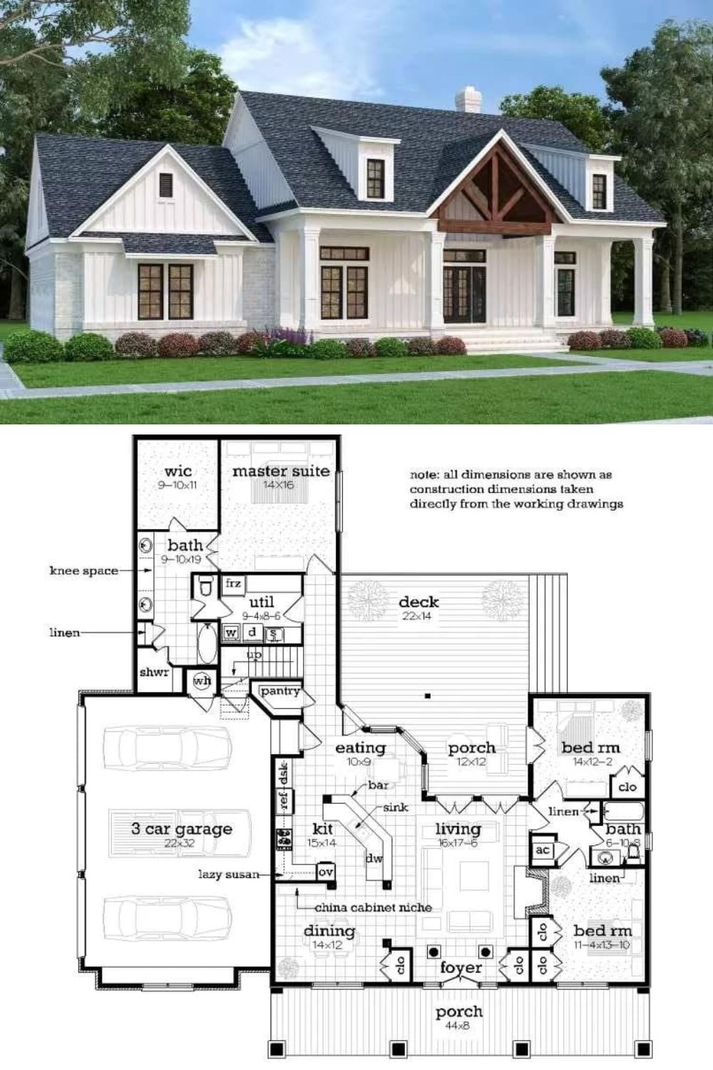 Rustic 3-Bedroom Two-Story Penelope Farmhouse for a Corner Lot with ...
