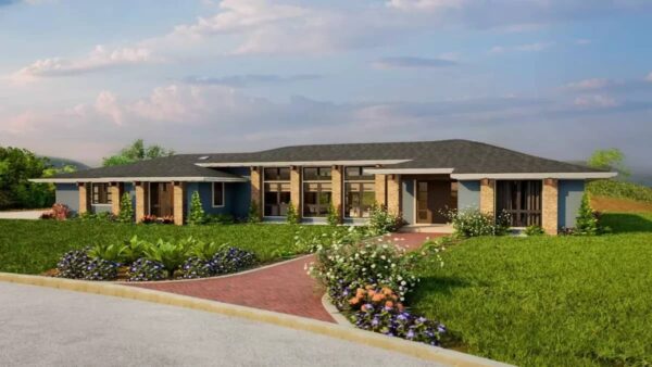 Single-Story Modern Prairie Style 4-Bedroom Home with Open Living Space ...