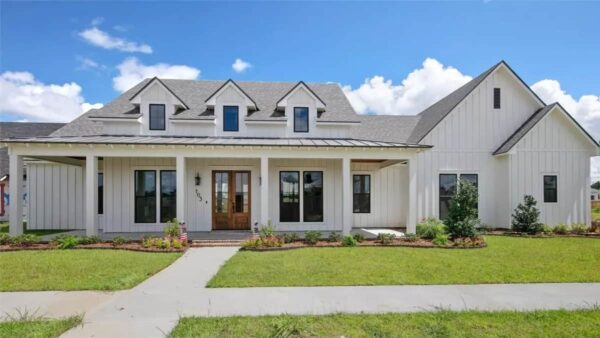 Barndominium Style 2-Bedroom Single-Story Home with Covered Patios and ...