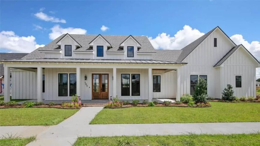 Barndominium Style 2-Bedroom Single-Story Home with Covered Patios and ...