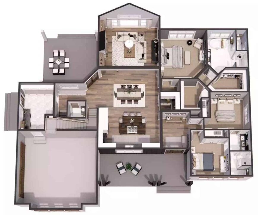 3-Bedroom Modern Farmhouse Style Single-Story Esquire Home with Bonus ...