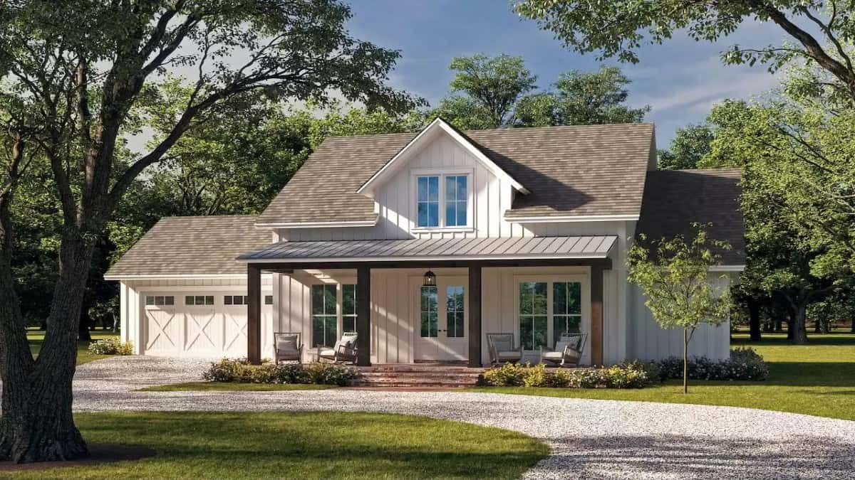 3-Bedroom Single-Story Rustic Ranch with Open Living Space and Covered ...