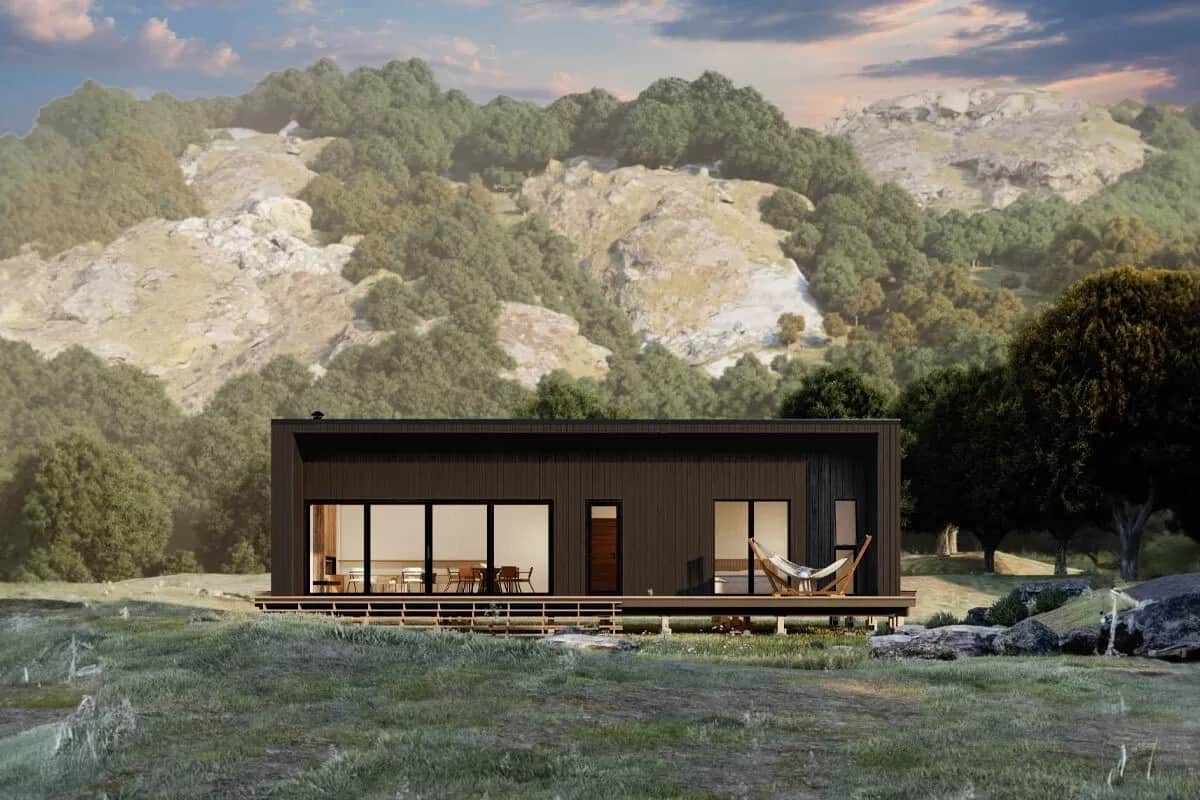 2-Bedroom Mountain Style Single-Story Cabin with Open Living Space ...