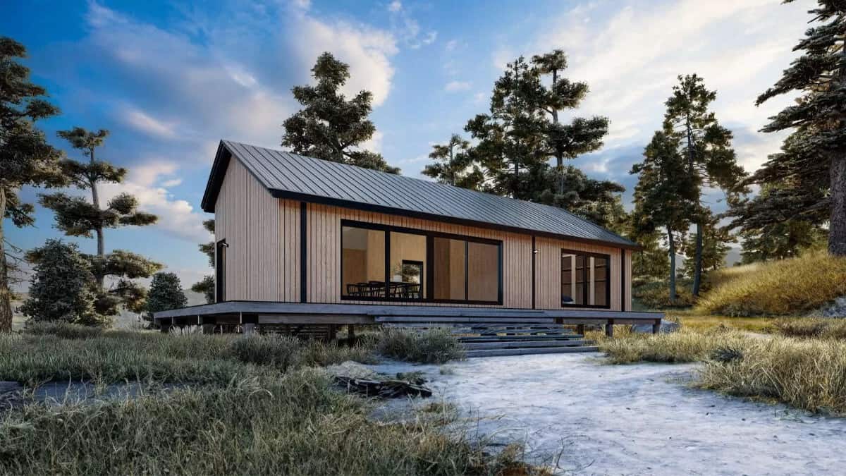 Contemporary Style Single-Story 1-Bedroom Home with Open Living Space ...