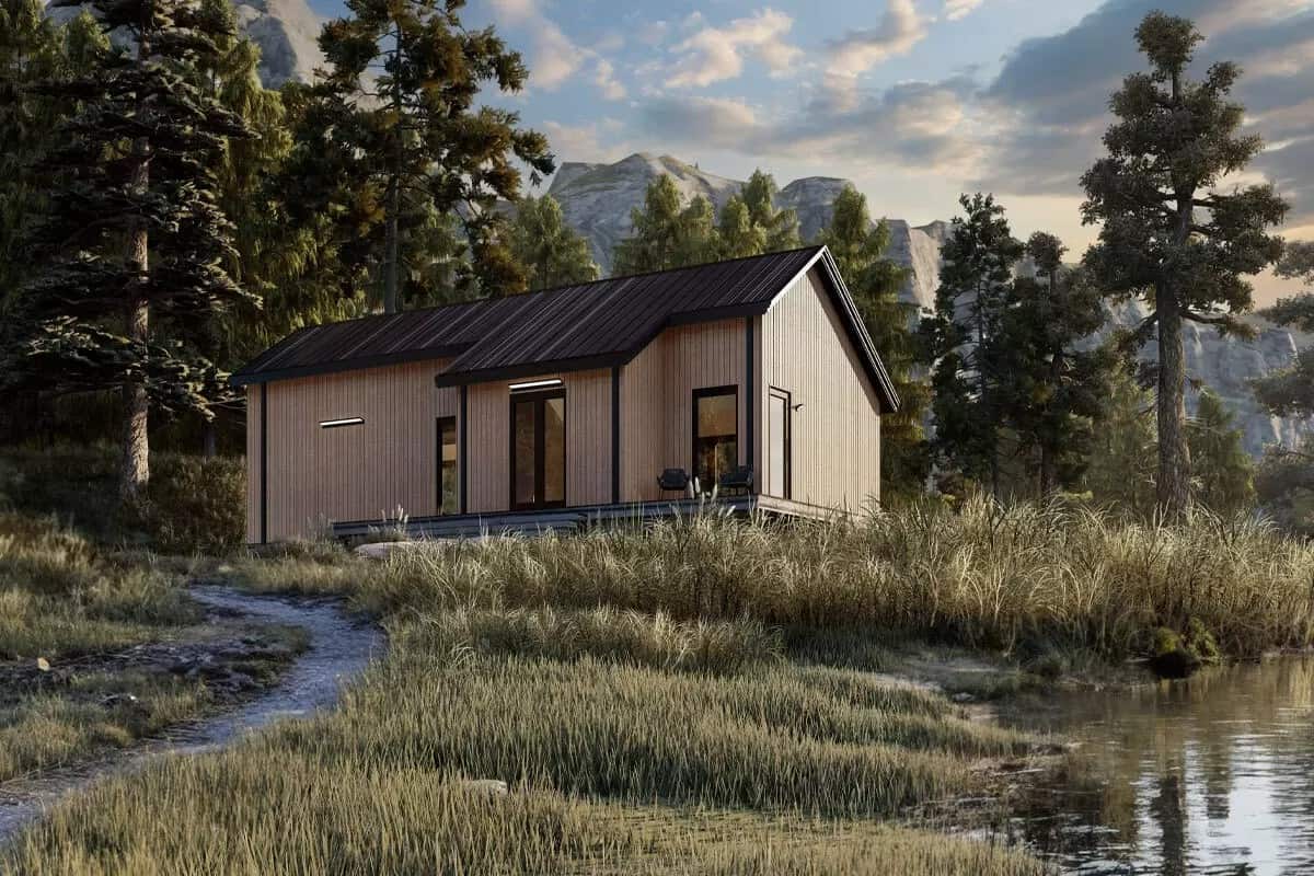 Contemporary Style Single-Story 1-Bedroom Home with Open Living Space ...