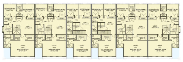 Craftsman Style Two-Story 6-Unit Multiplex Home with 3-Bed Units and a ...