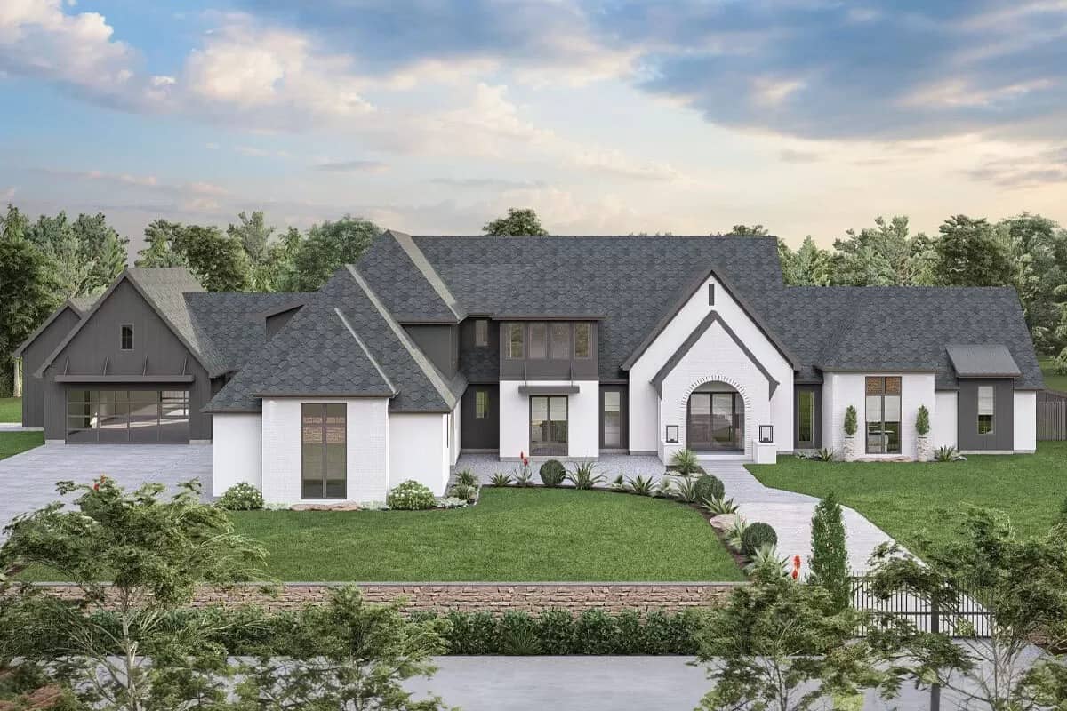 Two-Story Transitional Style 5-Bedroom Home for a Wide Lot with Loft ...