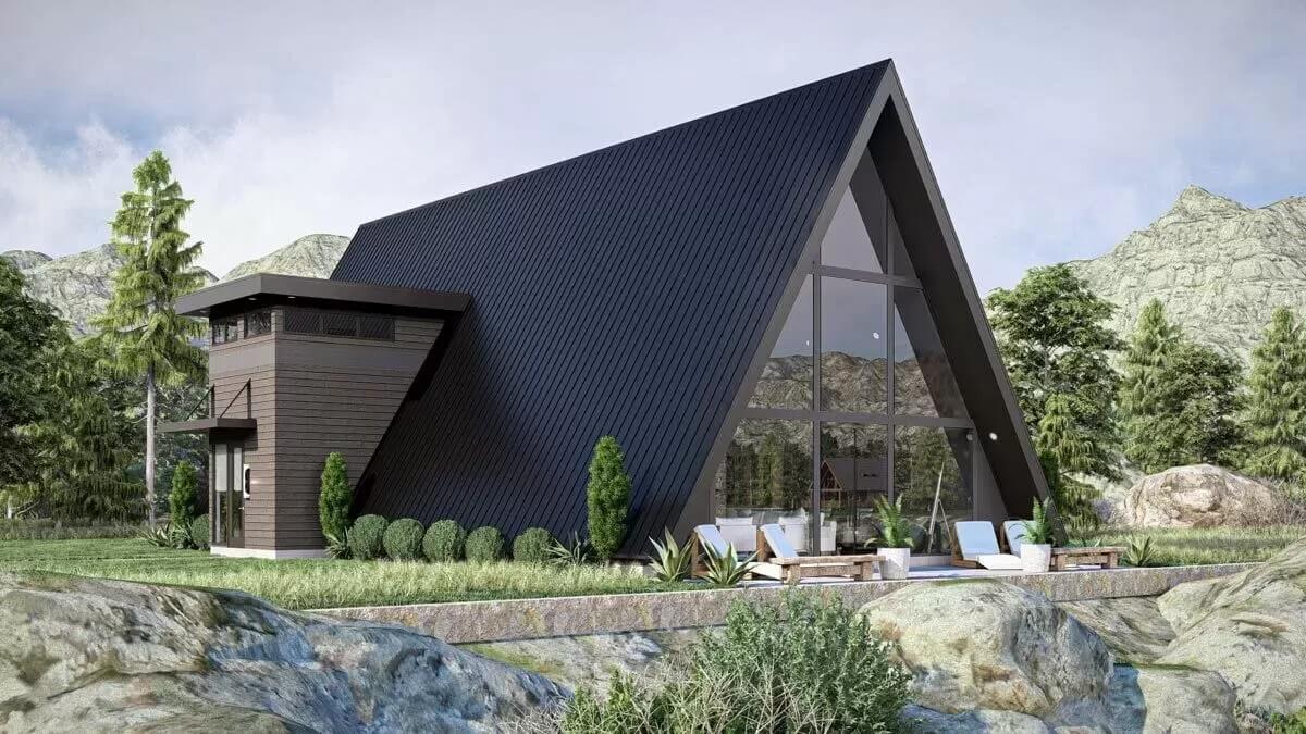 3-Bedroom Modern Two-Story A-Frame Home for a Narrow Lot with Balcony ...