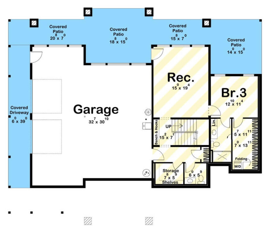 Single-Story Craftsman Style 3-Bedroom Lake House with Wraparound Deck ...