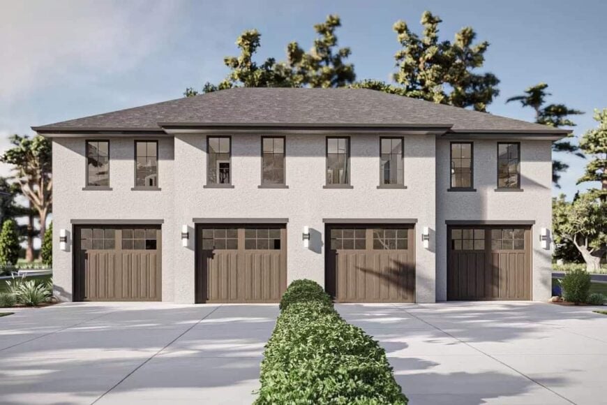 Mediterranean Style Two-Story Quadplex with 1-Bedroom and Double Garage ...