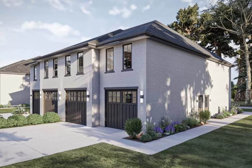 Mediterranean Style Two-Story Quadplex with 1-Bedroom and Double Garage ...