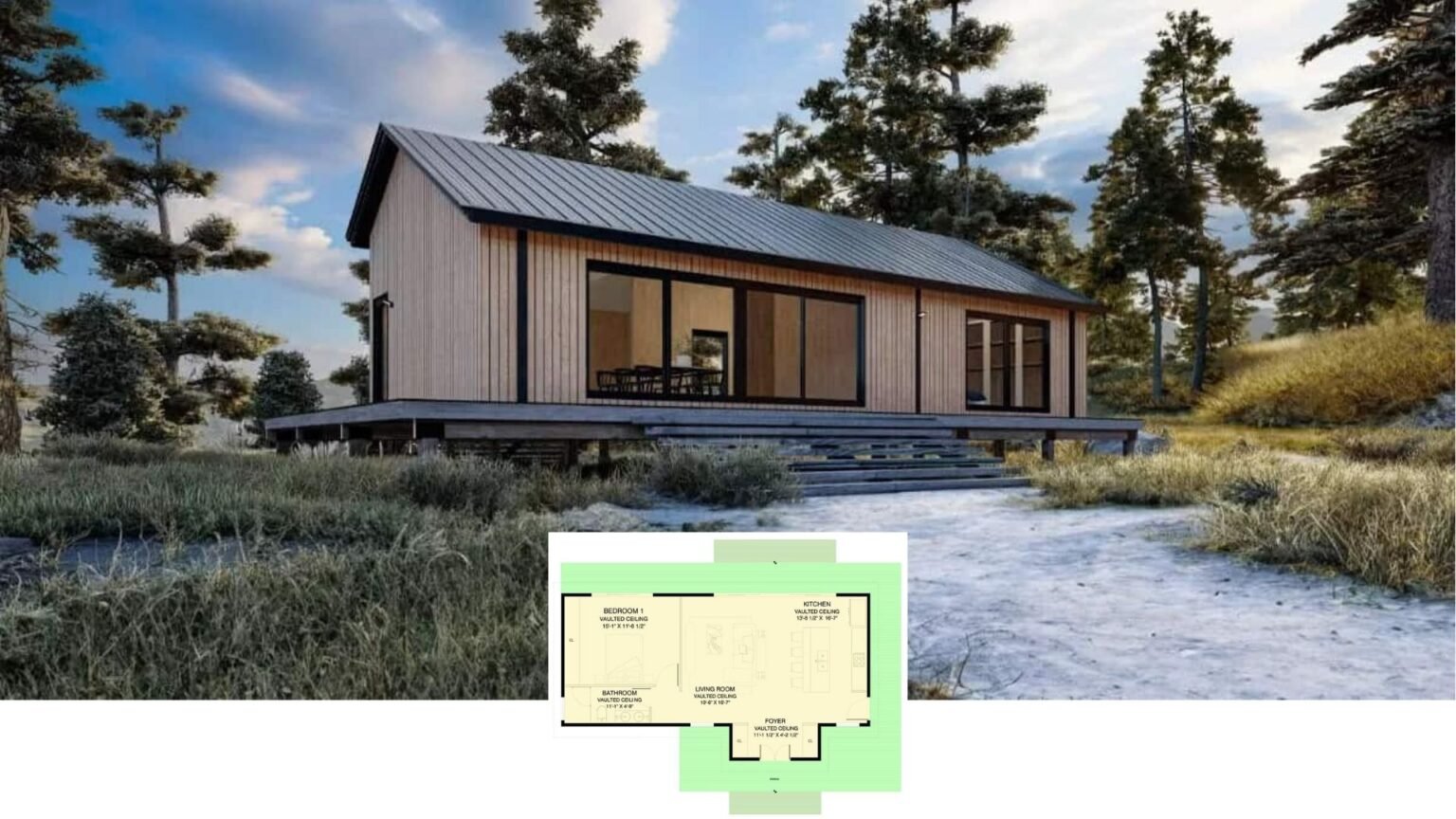 Experience This 763 Sq. Ft. Forest Home with 1 Bedroom and Vaulted ...