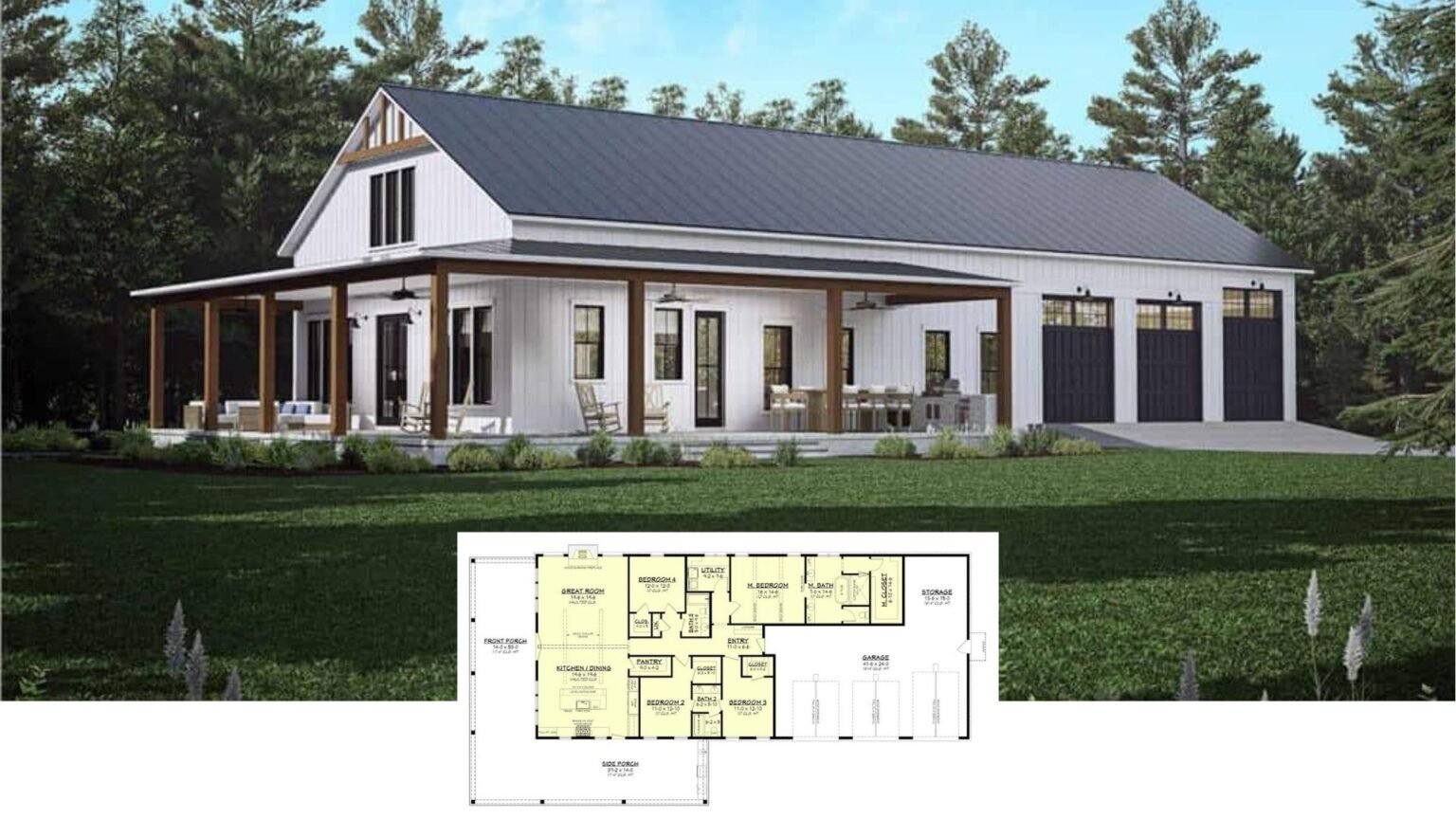 Welcome to This 2,500 Sq. Ft. 4 Bedroom Farmhouse with a Spacious 3-Car ...