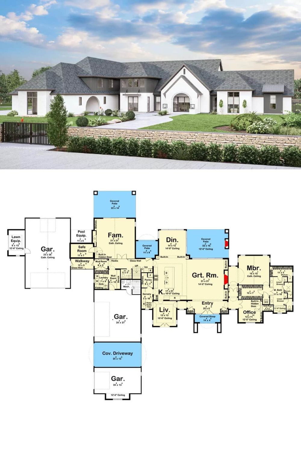 Two-Story Transitional Style 5-Bedroom Home for a Wide Lot with Loft ...