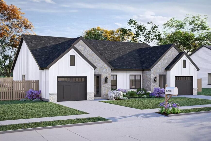 Modern Single-Story Cottage Duplex with 2-Bed Units and Open-Concept ...