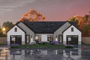 Modern Single-Story Cottage Duplex with 2-Bed Units and Open-Concept ...