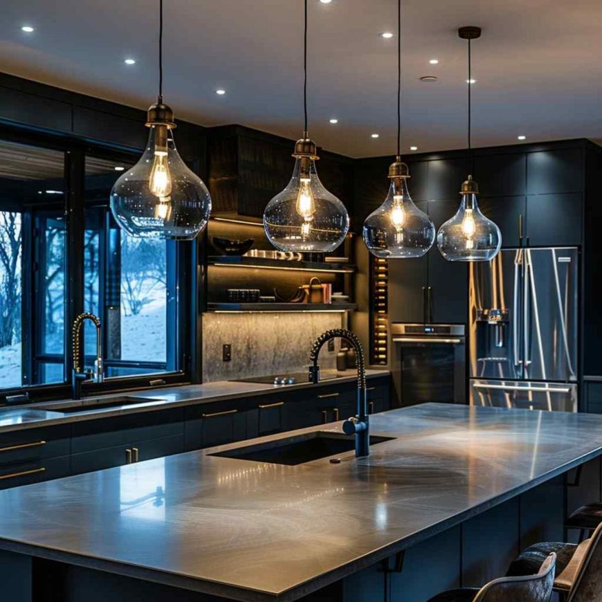 34 Industrial-Farmhouse Kitchen Designs Featuring Layered Lighting ...