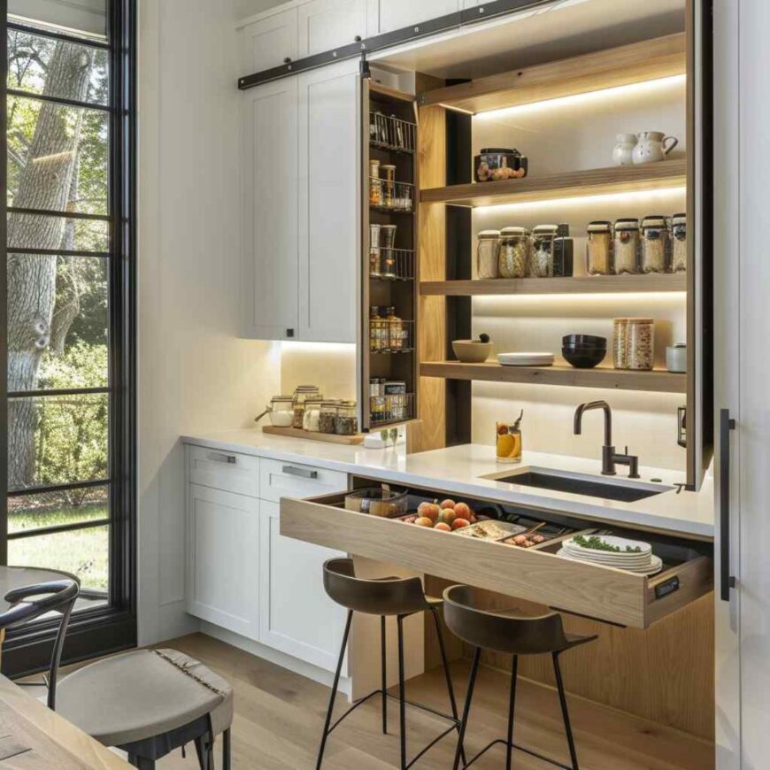 33 Kitchen Pantries Featuring Workstations and a Japandi-Farmhouse Vibe ...