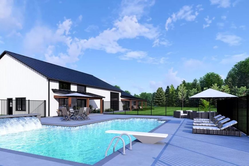 Single-Story Barndominium Style 3-Bedroom Home with Wet Bar in the ...