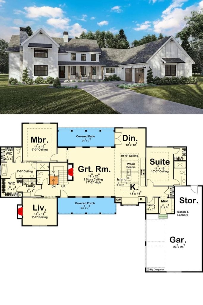 5-Bedroom Modern Two-Story Farmhouse with In-Law Suite and Open-Concept ...