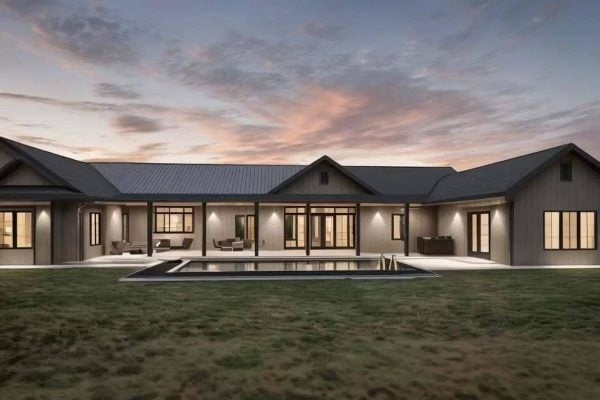 5-Bedroom Modern Single-Story Ranch for a Wide Lot with Open Concept ...