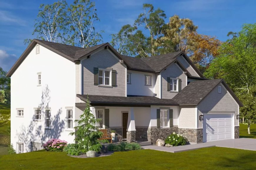 Two-Story New American Style 5-Bedroom Home with Balcony and Lower ...
