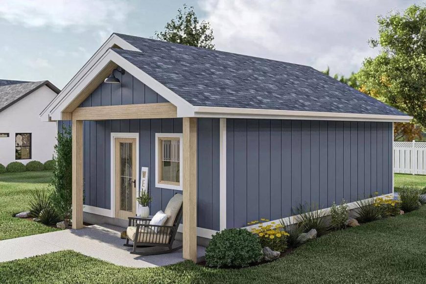 Single-Story Modern 1-Bedroom Farmhouse ADU with Front Porch and Open ...