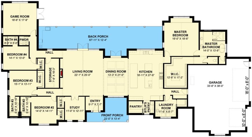 5-Bedroom Modern Single-Story Ranch for a Wide Lot with Open Concept ...
