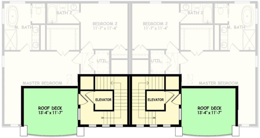 Four-Story Modern Duplex with Balconies and 3-Bed Units (Floor Plan ...
