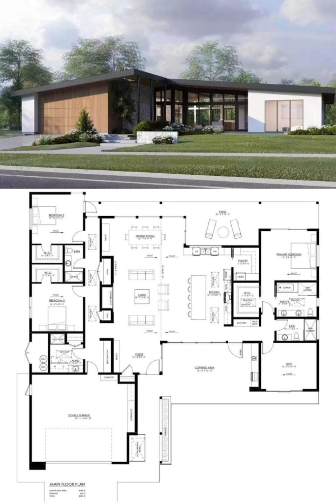 Single-Story Contemporary Style 3-Bedroom Pomona Home with Double ...