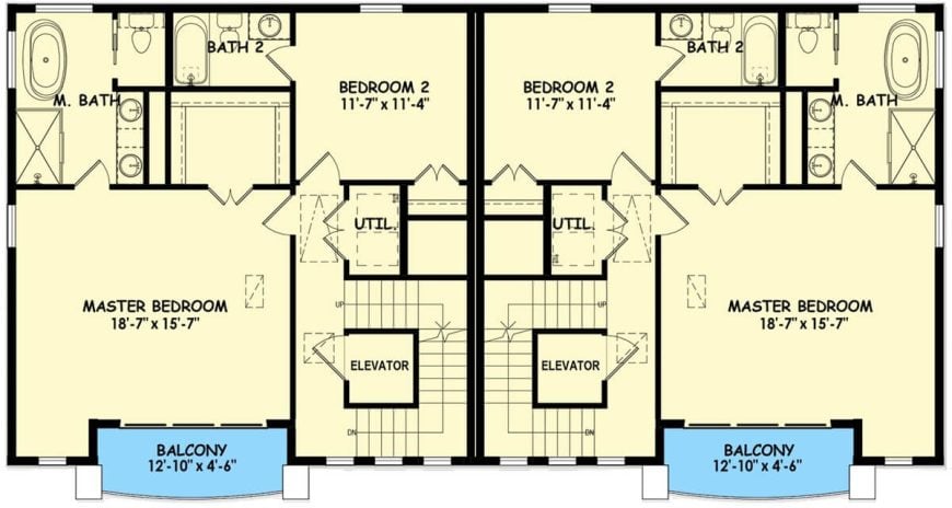 Four-Story Modern Duplex with Balconies and 3-Bed Units (Floor Plan ...