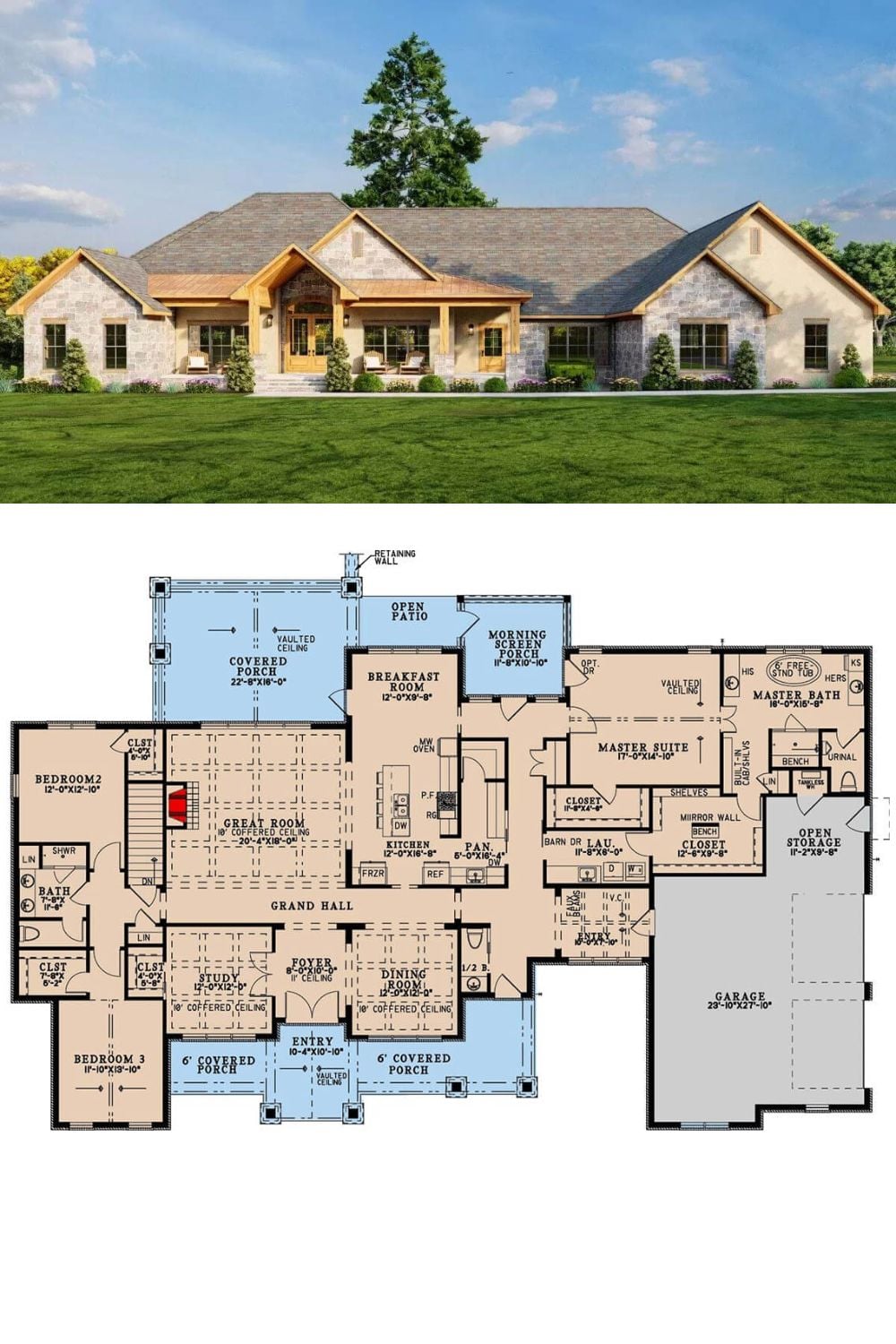 Rustic Single-Story 3-Bedroom Home with Double Garage and Walkout ...