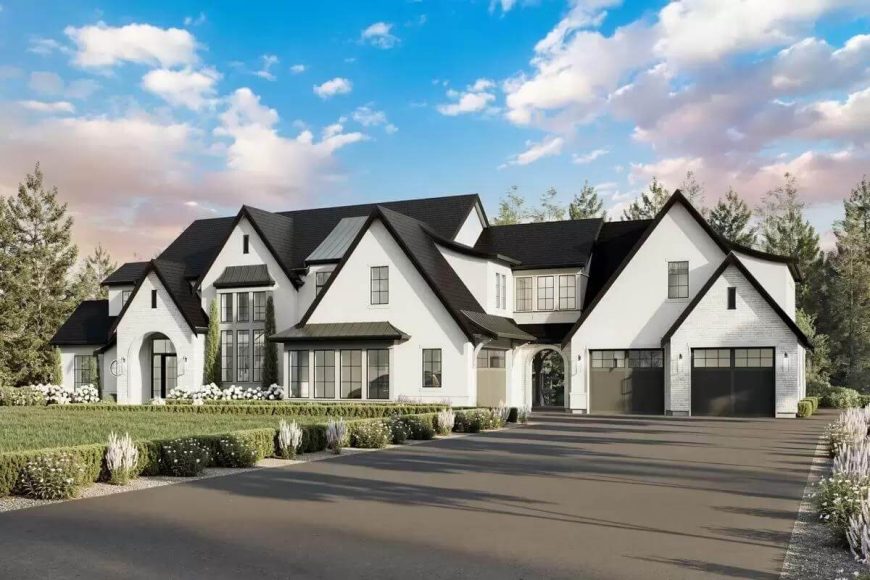 Transitional 7-Bedroom French Country Home with 2-Bed Apartment and ...