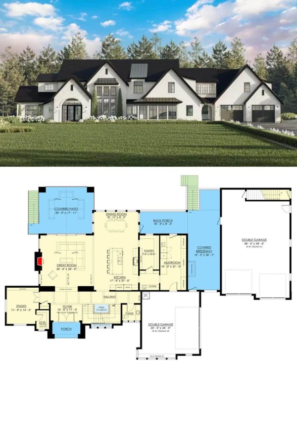 Transitional 7-Bedroom French Country Home with 2-Bed Apartment and ...