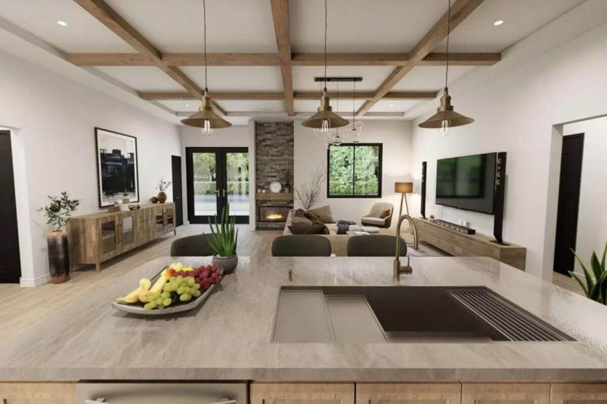 3-Bedroom Contemporary Cottage with Open Living Space and 2-Car Garage ...