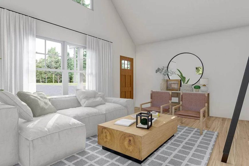 Craftsman Style ADU Studio House with Loft and Narrow Footprint (Floor ...