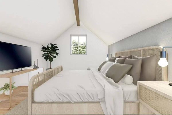 Craftsman Style ADU Studio House with Loft and Narrow Footprint (Floor ...