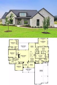 Transitional 4-Bedroom Corrine Farmhouse with Front Porch and Open ...