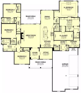 Transitional 4-Bedroom Corrine Farmhouse with Front Porch and Open ...