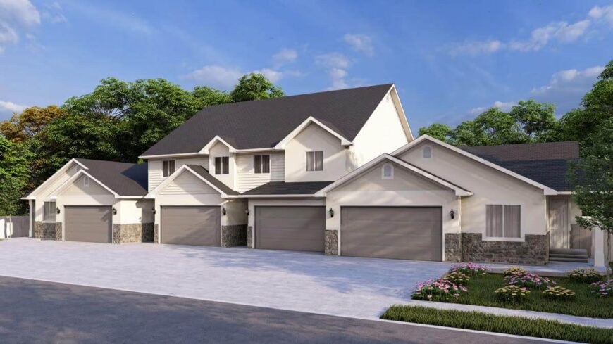 Fourplex Home with Optional Basement and 2-Car Garage (Floor Plan ...