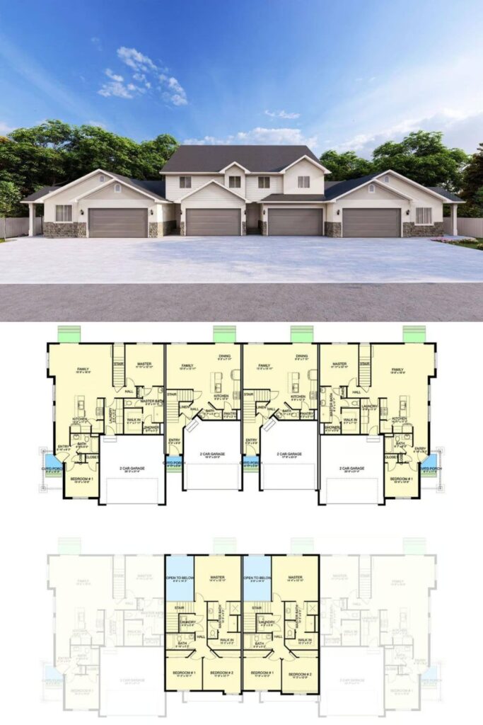 Fourplex Home with Optional Basement and 2-Car Garage (Floor Plan ...
