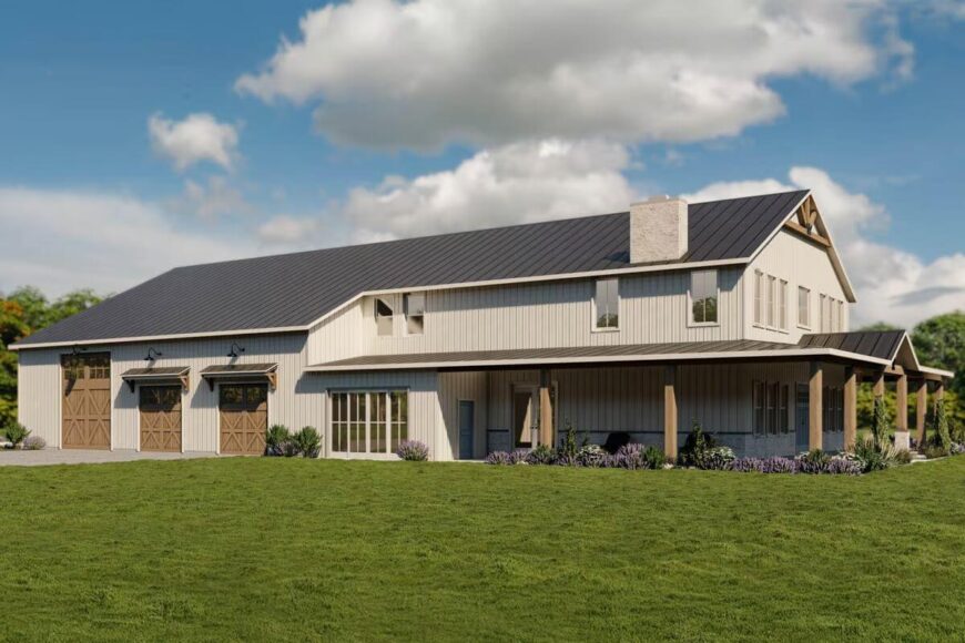 4-Bedroom Barndominium with Wraparound Porch and Balcony Loft (Floor ...