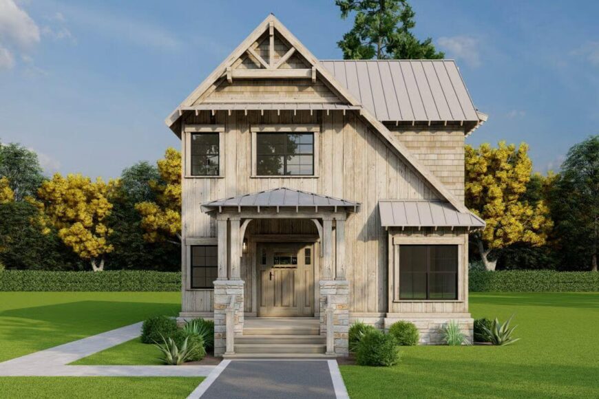 4-Bedroom Eclectic Cottage for a Narrow Lot with Sleeping Loft (Floor ...