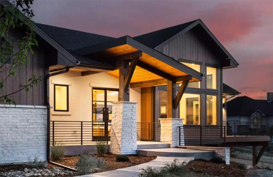 Transitional-Style 2-Bedroom Grassland Home for a Sloped Lot with Wet ...