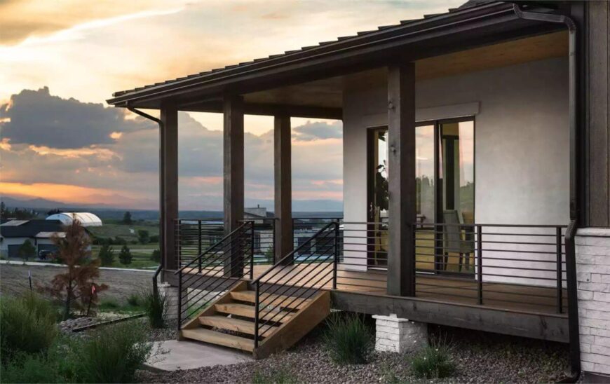 Transitional-Style 2-Bedroom Grassland Home for a Sloped Lot with Wet ...