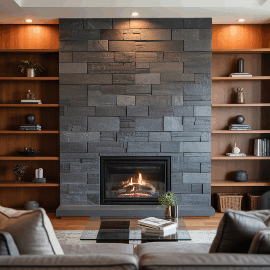 19 Living Rooms with Statement Stone Fireplaces as the Focal Point ...